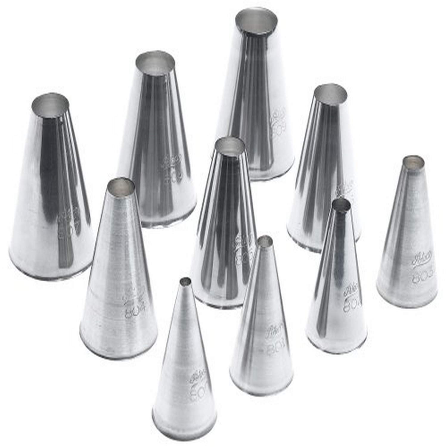 10-Piece Plain Piping Tip - Bakerspantryandsupply.com