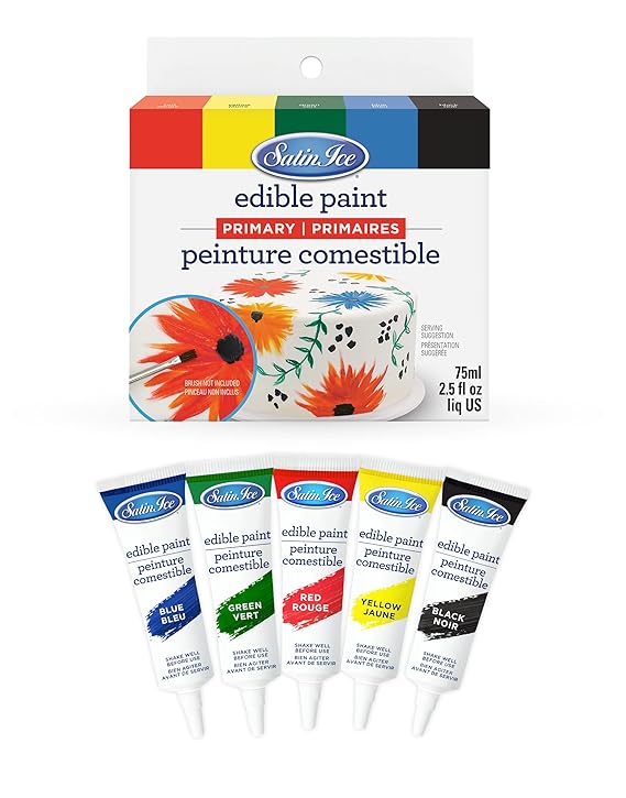 Satin Ice Primary Edible Paint, 5 Count Kit - Bakerspantryandsupply.com